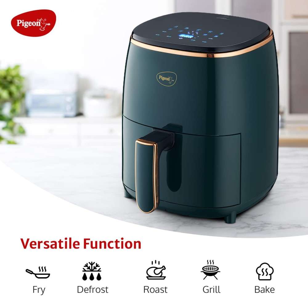 Pigeon Healthifry Digital AirFryer 360 High Speed Air Circulation Technology 1200 W with Non Stick 4.2 L Basket Green