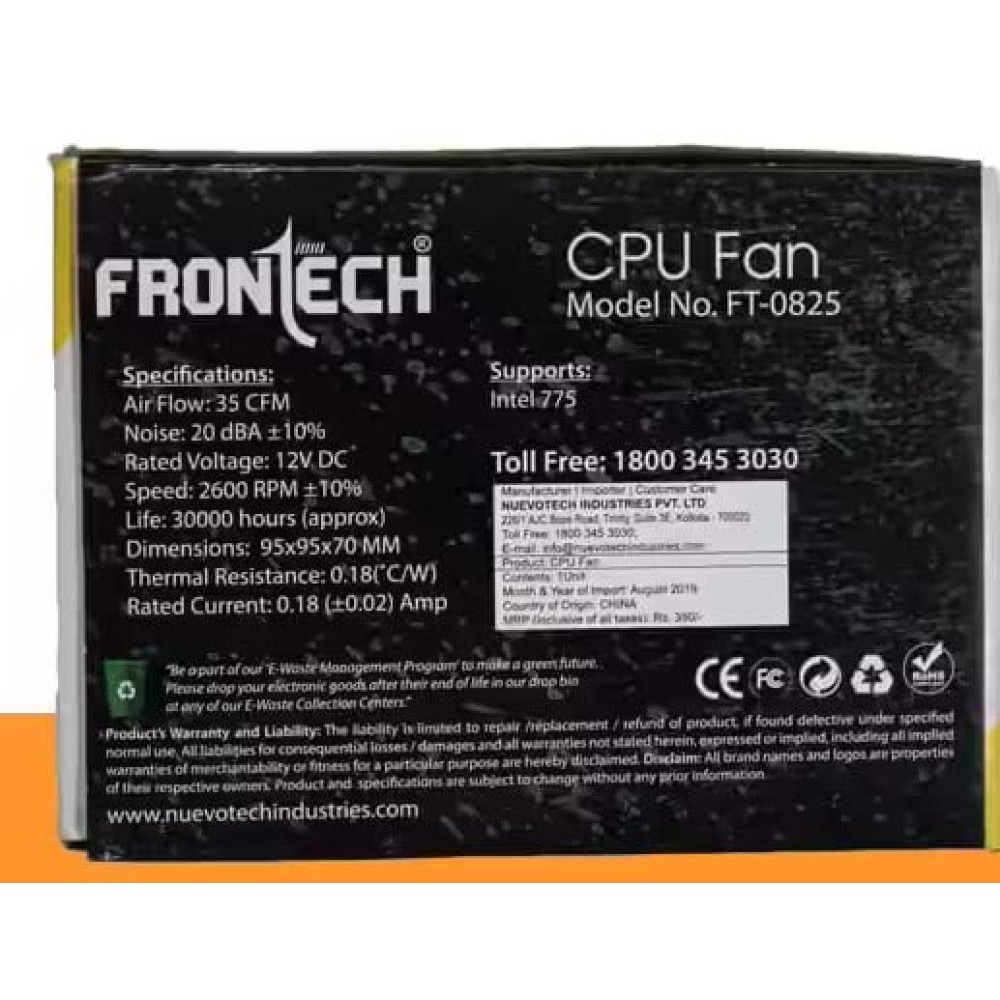 Frontech FT-0825 Support LGA 775 Socket CPU Cooler (Black)