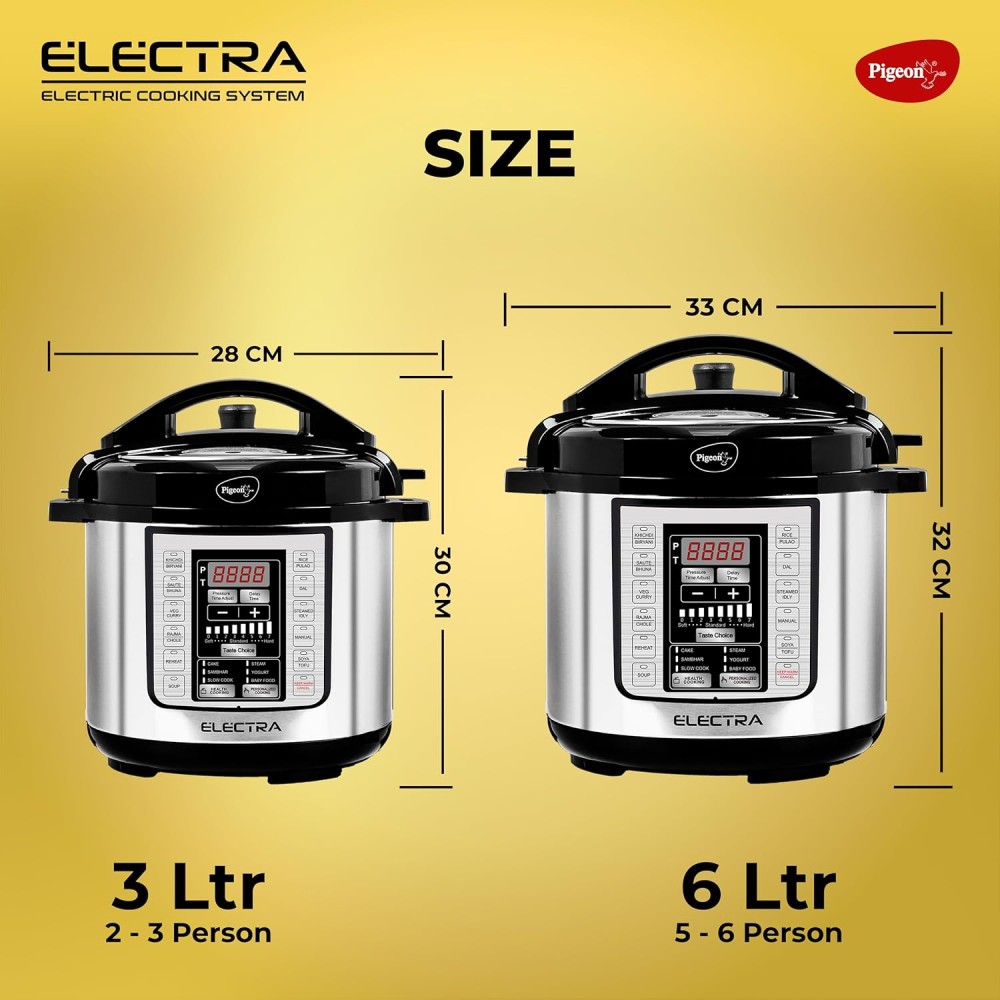 Pigeon Electra Electric Pressure Cooking System with 18 Pre-Set Menus ...
