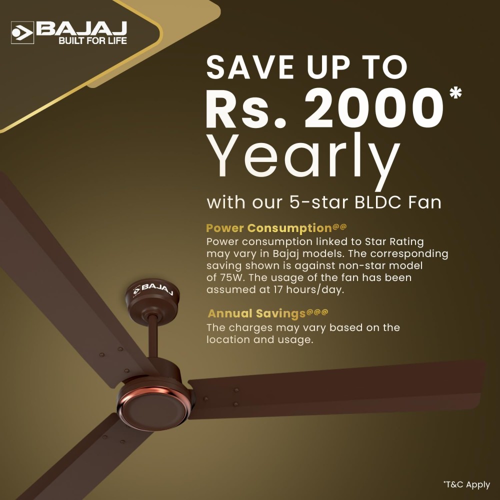 Bajaj Classico Sleek Plus 1200 mm RedWalnut 3 Blade Ceiling Fan