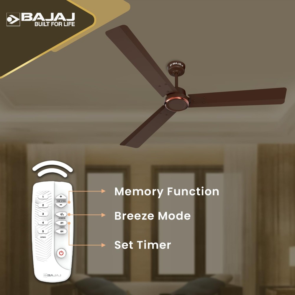 Bajaj Classico Sleek Plus 1200 mm RedWalnut 3 Blade Ceiling Fan