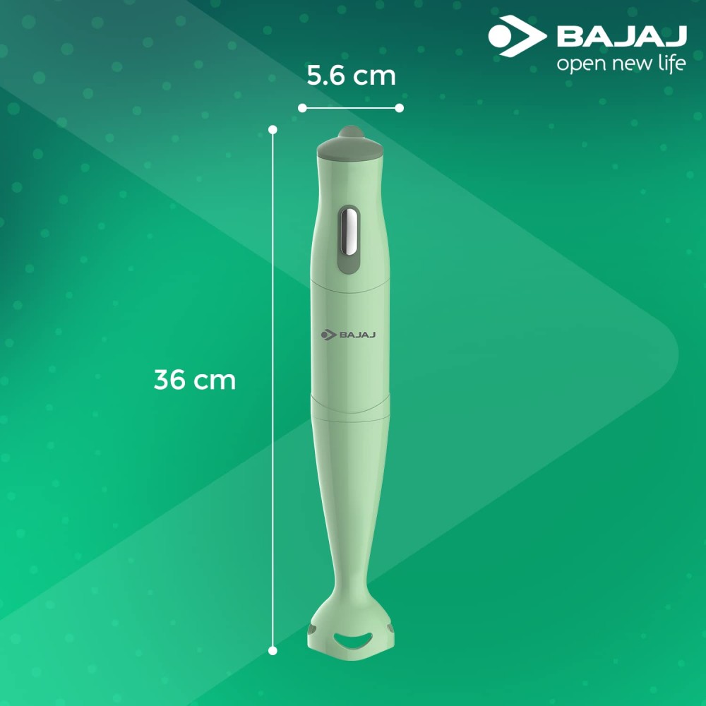 Bajaj Stainless Steel Hb-20 Silent 300W Hand Blender, Green, 300 Watt
