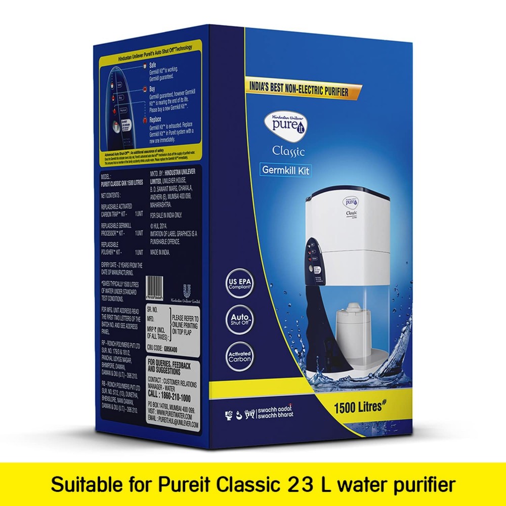 Pureit Hul Germkill Kit For Classic 23 L Water Purifier-1500 L Capacity ...