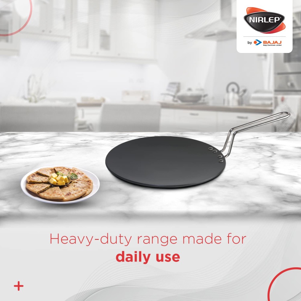 Nirlep ECG 30 Ebony 30 Cm Hard Anodized Aluminium Concave Tawa, 4 mm - Grey