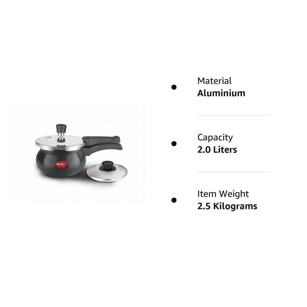 Pigeon Titanium Hard Anodised Aluminium Outer Lid Handi Pressure Cooker ...