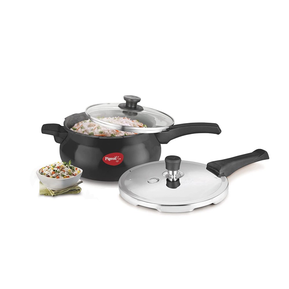 Pigeon Titanium Hard Anodised Aluminium Outer Lid Handi Pressure Cooker ...