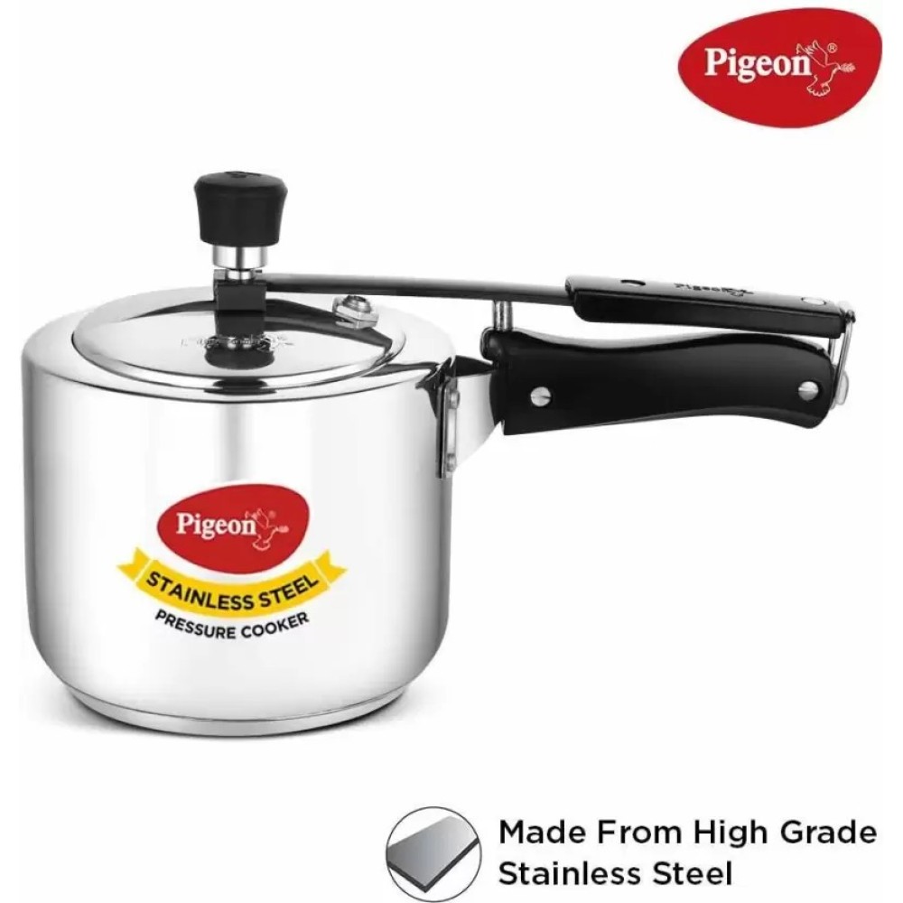 Pigeon Inox Stainless Steel Pressure Cooker 3 Liter Inner Lid Induction ...