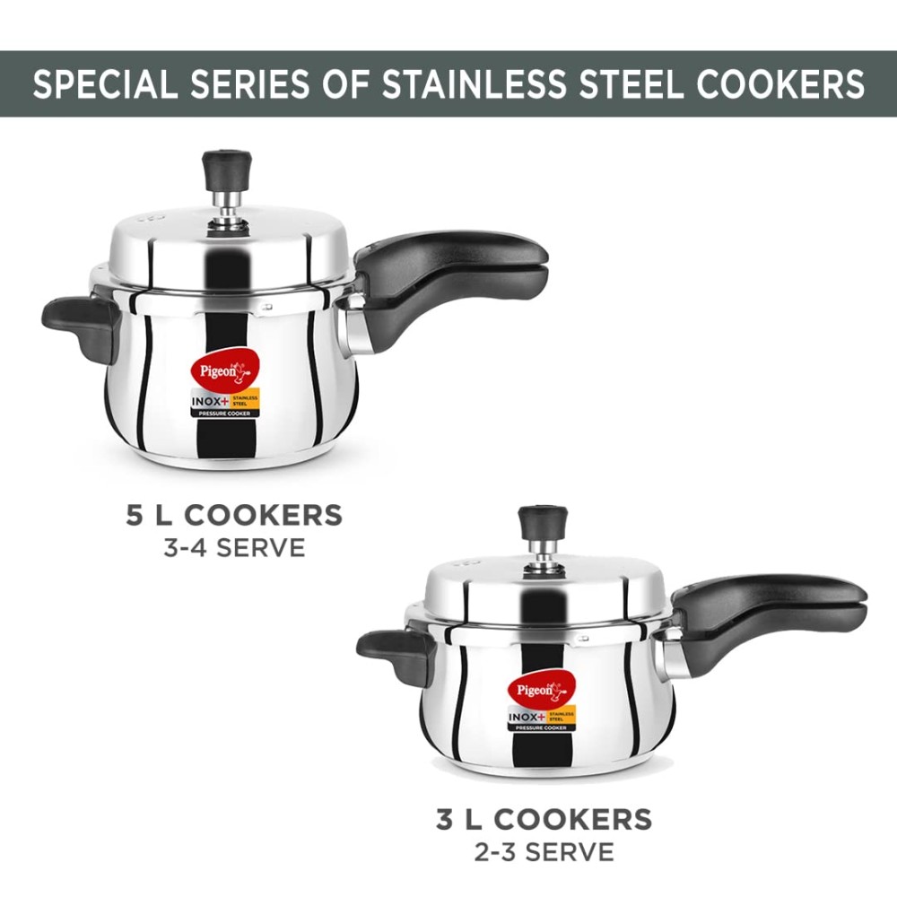 Pigeon Stainless Steel Inox Plus Pressure Cooker with Outer Lid ...